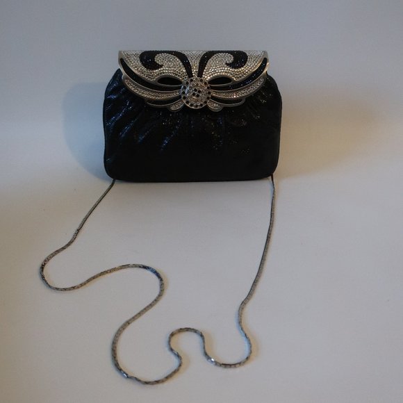 Finesse | Bags | Womens Finesse La Model Black Silver Bedazzled Leather ...